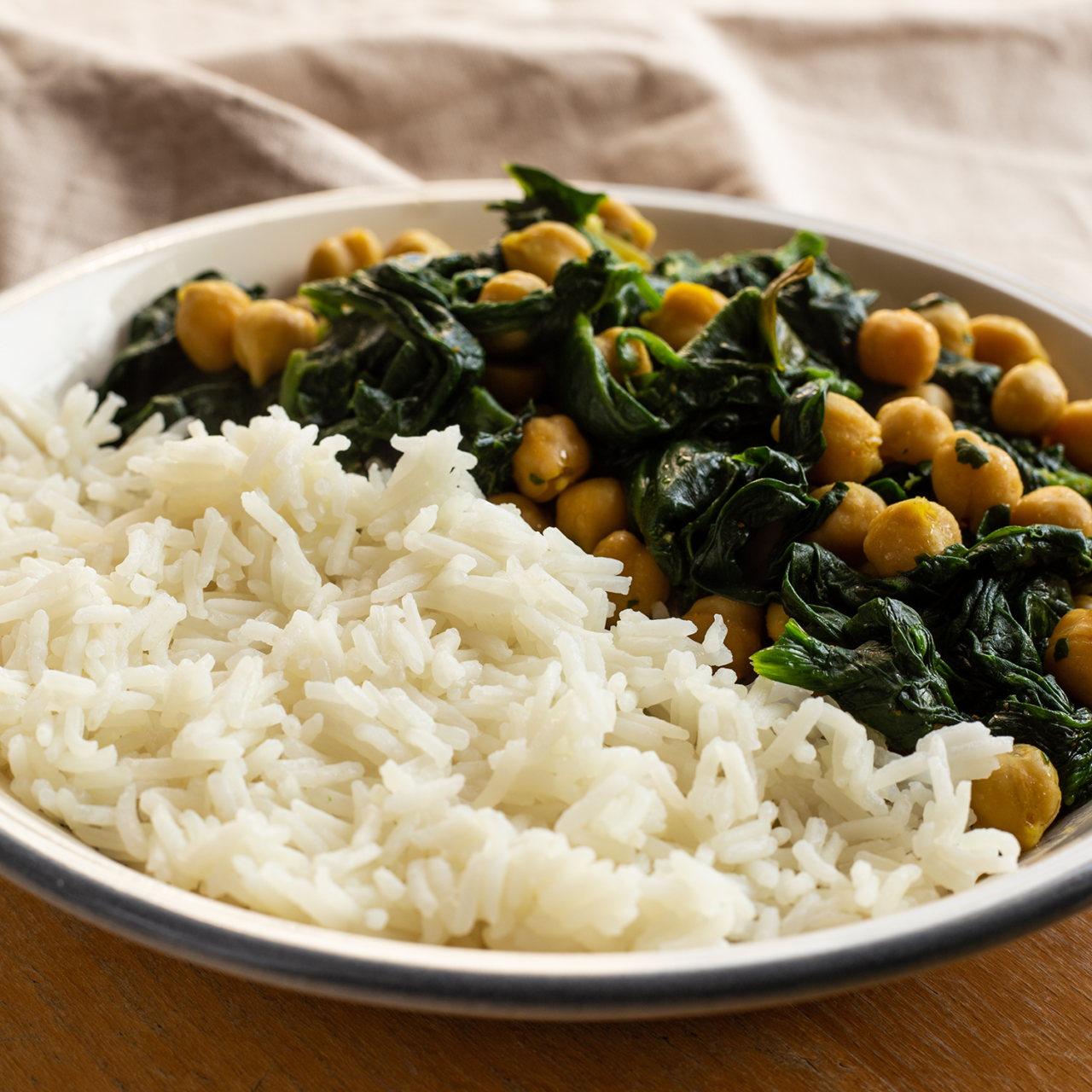 Spiced Chickpeas with Spinach & Rice - HFCE